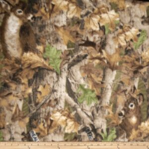 realtree deer camo print fleece, fabric by the yard