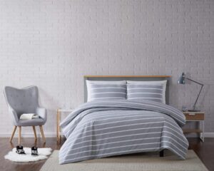 truly soft maddow stripe grey twin xl 2-piece duvet cover set