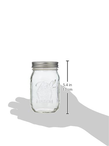 Ball 16oz Mason Jars Regular Mouth,12-Pack, Clear