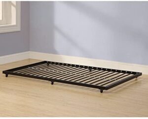 home accent furnishings modern industrial twin-size roll-out metal trundle bed frame - black