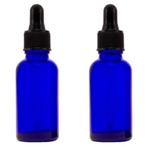 greenhealth - pack of 2 - cobalt blue glass bottle 1oz with glass dropper