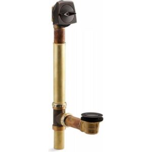 kohler clearflo 1-1/2" adjustable pop-up drain with above- or through-the-floor installations for 17"-24" deep baths, oil-rubbed bronze