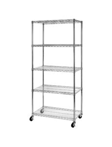 seville classics ultradurable commercial-grade 5-tier steel wire shelving with wheels, 36" w x 18" d x 72" h, steel