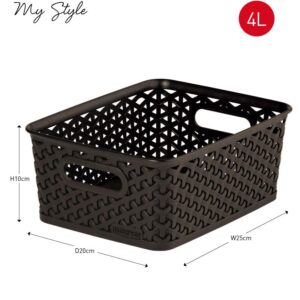 CURVER My Style Small Rectangular Storage Basket, Dark Brown, 4 Litre