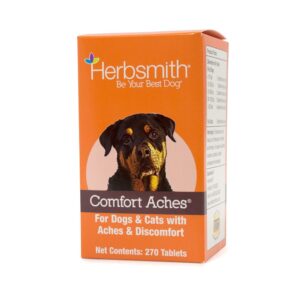 herbsmith comfort aches – herbal pain relief for dogs + cats – for pet aches + pains – anti-inflammatory supplement – 270 tablets