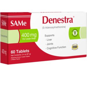 denestra - same for dogs - s-adenosyl-l-methionine - liver, joint and cognitive support for large dogs - vet approved - 400 mg - 60 tablets