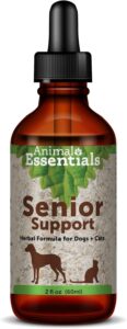 animal essentials senior support for dogs & cats supplement - milk thistle, for old cats & dogs, pet kidney support, herbal supplement - 2 fl oz