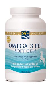 nordic naturals omega-3 pet, unflavored - 330 mg omega-3 per soft gel - 2 pack - 360 total soft gels - fish oil for dogs with epa & dha - promotes heart, skin, coat, joint, & immune health - non-gmo