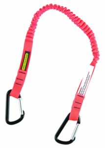 gear keeper tl1-3011 3/4" super coil personal tool tether/lanyard with double aluminum carabiners, 21" - 42" length