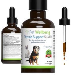 pet wellbeing thyroid support silver for dogs - supports balanced thyroid function, healthy metabolism, normal energy, ashwagandha, bacopa - veterinarian-formulated herbal supplement 2 oz (59 ml)