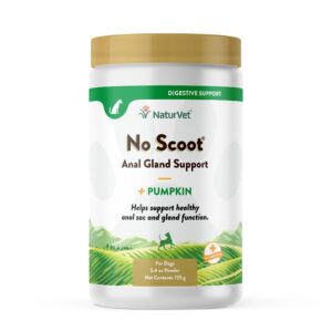 naturvet - no scoot for dogs - plus pumpkin - supports healthy anal gland & bowel function - enhanced with beet pulp & psyllium husk (5.4oz powder)