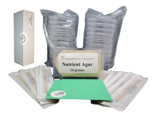 nutrient agar kit, includes 20 sterile petri dishes with lids & 20 sterile cotton swabs