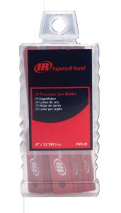 ingersoll rand p4fs-20 air reciprocating saw blades, 20 pack, 4” 32 tpi fine for standard 1/2" shank air reciprocating saws, bi-metal technology, high speed steel, new tooth profile