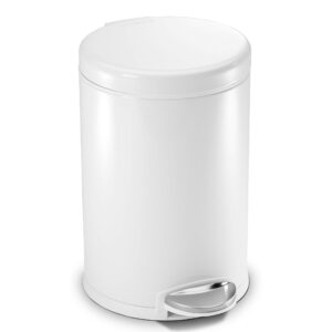 simplehuman round pedal bin, 4.5 l - white steel