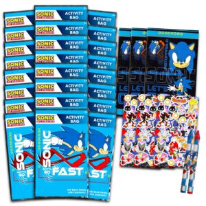 sonic birthday party favors set - bundle with 24 sonic the hedgehog play packs | mini coloring books, stickers, and more for goodie bags (sonic party supplies)