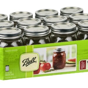 Ball 16oz Mason Jars Regular Mouth,12-Pack, Clear