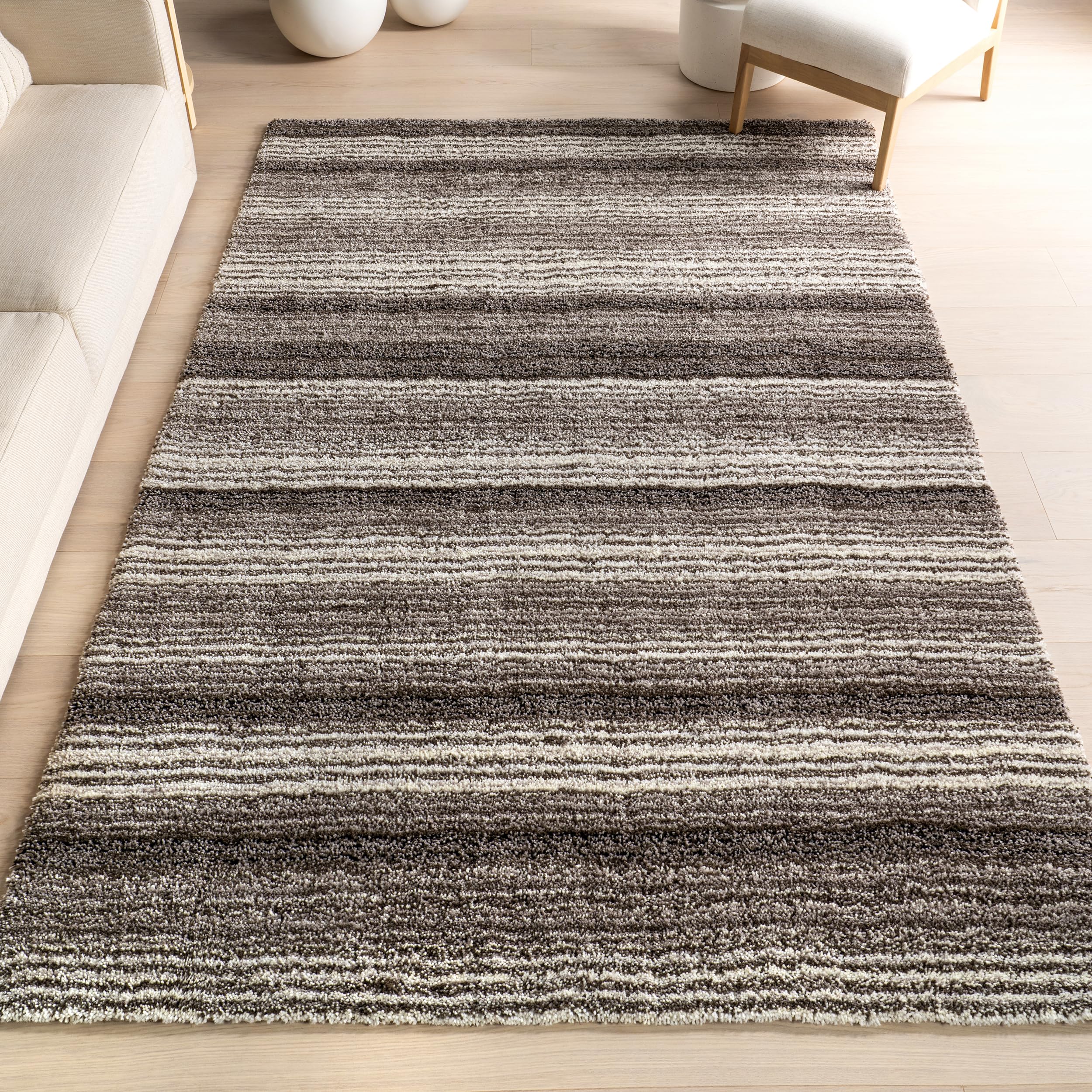 nuLOOM Classie Hand Tufted Shag Area Rug, 5' x 8', Grey Multi