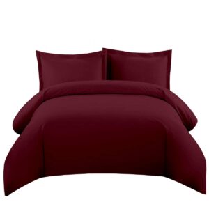 sheetsnthings solid 600-thread-count, 100-percent cotton, king/calking 3pc duvet cover set, burgundy