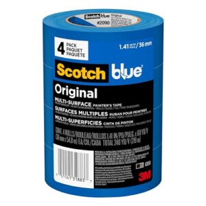 scotch painter's tape original multi-surface painter's tape, blue, paint tape protects surfaces and removes easily, multi-surface painting tape for indoor&outdoor use, 1.41 inches x 60 yards, 4 rolls