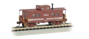 bachmann industries #1863 northeast steel caboose western maryland (speed lettering) train car, n scale