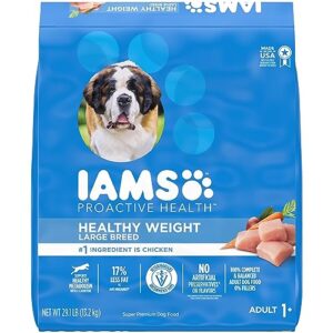 iams proactive health healthy weight control large breed adult dry dog food with real chicken, 29.1 lb. bag