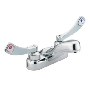 moen 8215f03 commercial m-dura 4-inch centerser lavatory faucet with 4-inch wrist blade handles, 0.35-gpm, chrome