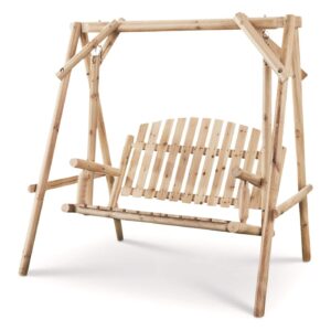 castlecreek log swing for porch, outdoors, garden, patio seating bench, 4’ 2 person