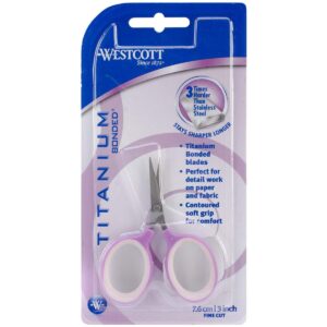 westcott 15150 3" titanium bonded straight scissors, 3-inch, white/gray