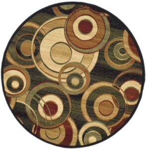 safavieh lyndhurst collection 7' round black/multi lnh225b mid-century modern non-shedding dining room entryway foyer living room bedroom area rug