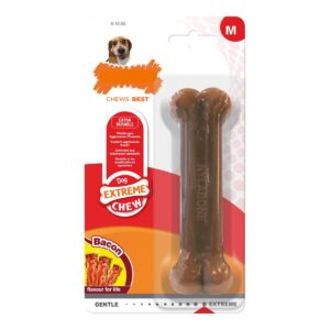 nylabone durable bacon bone dog chew toy size: wolf