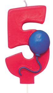 creative converting numerical balloon candle, 3.5", red