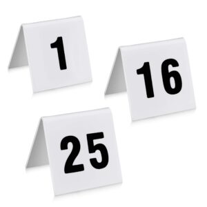 new star foodservice 26757 double sided plastic table numbers, 1-25, acrylic, white, 1.7" x 2"