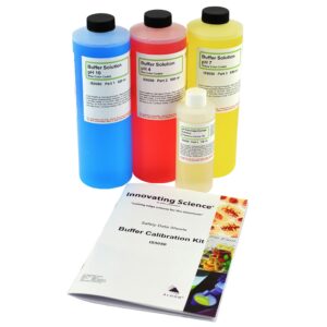 aldon innovating science ph calibration solution 4.00, 7.00, 10.00 & ph electrode storage solution, 500ml - 16.9oz (pack of 4) - premium ph buffer solution kit