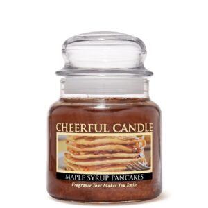 a cheerful giver - maple syrup pancakes scented glass jar candle (16 oz) with lid & true to life fragrance made in usa