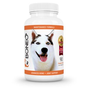 boneo canine maintenance formula- lactoferrin-based bone and joint supplement for dogs- 90 ct chewable tablets, liver and sausage flavor