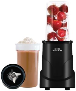 big boss 8994 4-piece personal countertop blender mixing system, 300-watt, black