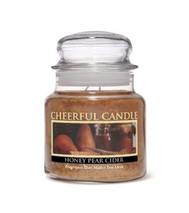 a cheerful giver - honey pear cider scented glass jar candle (16 oz) with lid & true to life fragrance made in usa