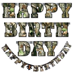 havercamp next camo happy birthday party banner | 1 count | great for hunter themed party, camouflage, rustic, nature, military, kids birthday party