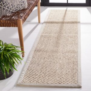 safavieh natural fiber collection runner rug - 2' x 8', marble, sisal design, easy care, ideal for high traffic areas in living room, bedroom (nf525c)