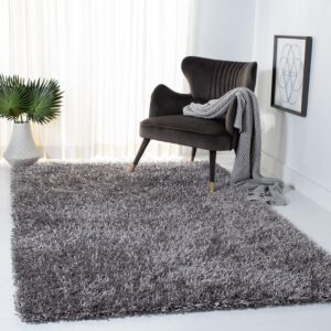 safavieh new orleans shag collection accent rug - 3' x 5', grey & grey, handmade, 1.6-inch thick ideal for high traffic areas in entryway, living room, bedroom (sg531-8080)