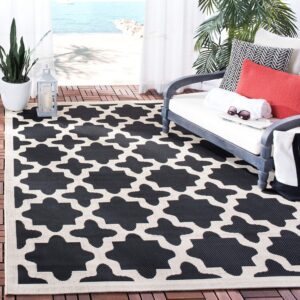 safavieh courtyard collection area rug - 9' x 12', black & beige, non-shedding & easy care, indoor/outdoor & washable-ideal for patio, backyard, mudroom (cy6913-266)