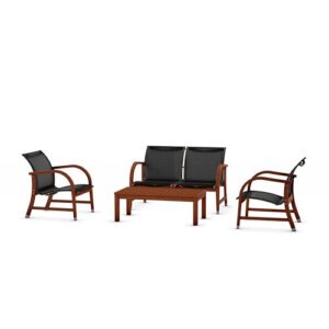 amazonia manhattan 4-piece patio deep seating set | eucalyptus wood | ideal for outdoors and indoors, black