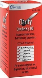 dtg-5ob pt# dtg-5ob- clarity urocheck urinalysis test strip 5 parameter 100/b...