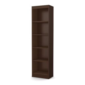 south shore axess 5-shelf narrow bookcase, chocolate