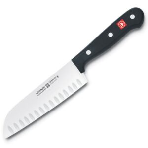 wÜsthof gourmet 5" hollow edge santoku knife, black