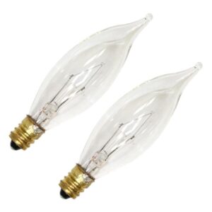 westinghouse decorative flame tip light bulb 15 w 100 lumens candelabra 3-5/8 in. clear card / 2