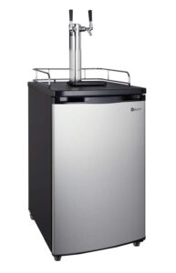 kegco k199ss-2p kegerator two keg beer cooler - premium double faucet d system kit - stainless door