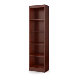 south shore axess 5-shelf narrow bookcase, royal cherry