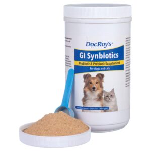 revival animal health doc roy's gi synbiotics- probiotic & prebiotic supplement - for dogs and cats- 454 gm granules