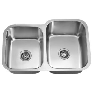 dawn asu108l undermount double bowl sink, polished satin